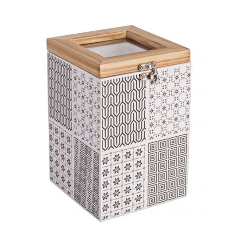 2x Boîte motif qu hauteur 12,8x12x18h en bois