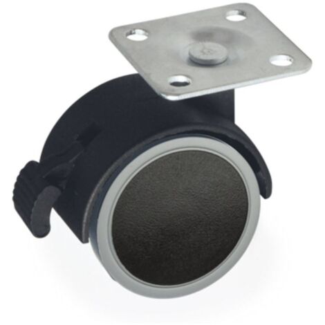 Roue pivotante avec frein 50x50 mm noire