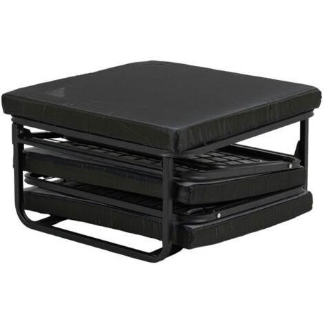 Pouf lit simple pliable Vega tissu vert foncé 600x300x240