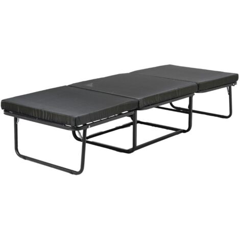 Pouf lit simple pliable Vega tissu vert foncé 600x300x240