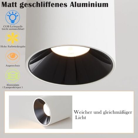 GBLY Spots LED Plafonnier apparent - 7W Spots de plafond blanc chaud ...