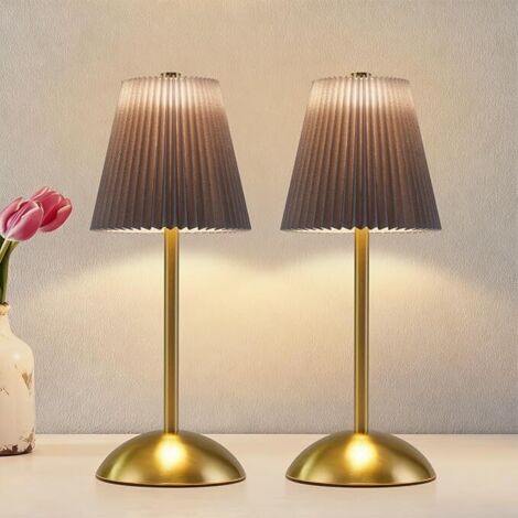 GBLY Lampe de Chevet 2 Set Batterie LED Sans Fil Réglable Tactile USB ...