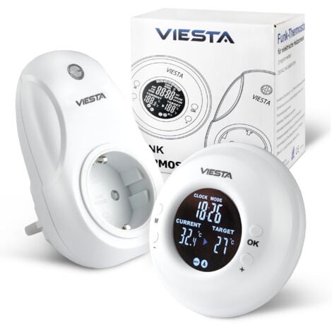 VIESTA® TH20 Funk-Steckdosenthermostat (230V/3600W)–Digital,programmierbar,mit Fernbedienung ...