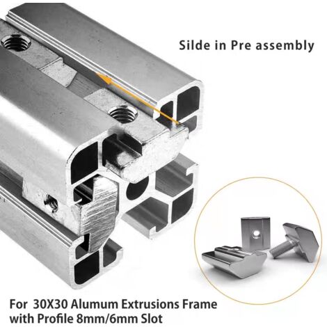 50pcs set T - nut, écrou profilé en acier inoxydable 304, écrou coulissant M6M8,for Mechanical ...