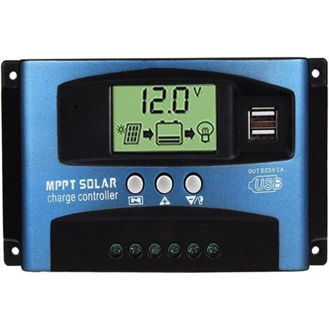 Contrôleur de charge solaire 40A, contrôleur de charge solaire double USB 12V / 24V, régulateur ...