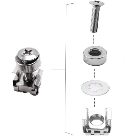 50 Sets M6 Square Hole Hardware Cage Nuts & Mounting Screws Washers for ...