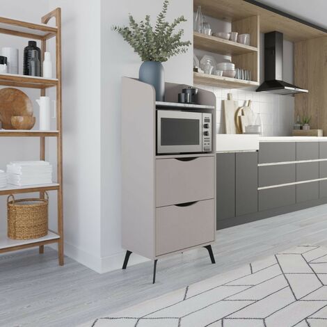 Mueble multiusos 60x136H cm con cajones color moka claro y estante ...