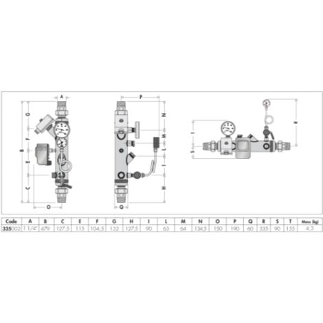 Instrumentenverteiler und Zubehör INAIL (EX ISPESL) 2" Caleffi 335092 2"