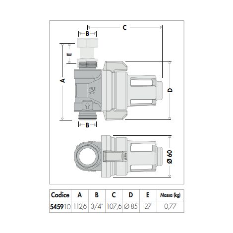 Caleffi XS® Magnetabweiserfilter für den Unterkessel 545910 3/4" M x 3/4" F