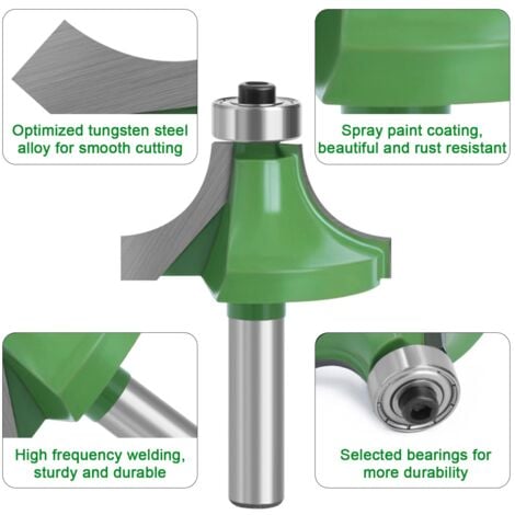 Lot de 6 Fraise Défonceuse à Bois 8 mm, Fraise Quart de Rond avec Tige 8 mm, Fraises pour ...