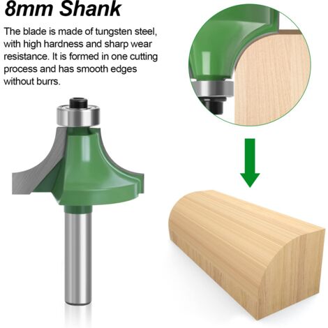 Lot de 6 Fraise Défonceuse à Bois 8 mm, Fraise Quart de Rond avec Tige 8 mm, Fraises pour ...