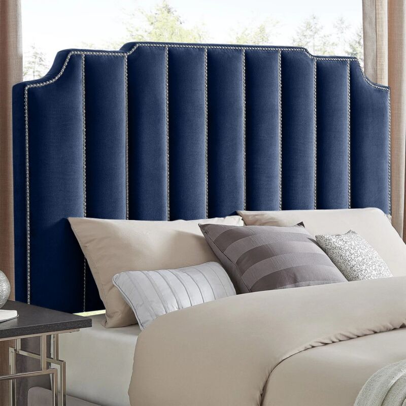 Luna Blue Plush Single 30 inch Strutted Headboard