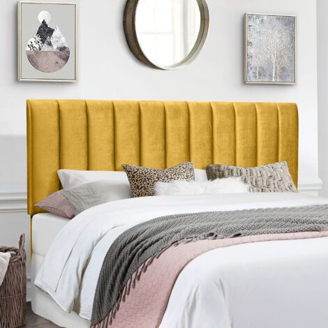Solace Mustard Plush King 26 inch Strutted Headboard