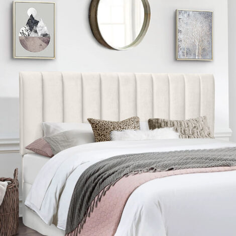 Solace Cream Plush Small Double 26 inch Strutted Headboard
