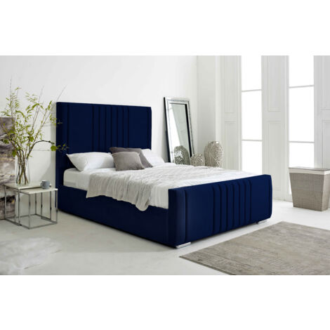 Willard Blue Plush Velvet Small Double Bed Frame