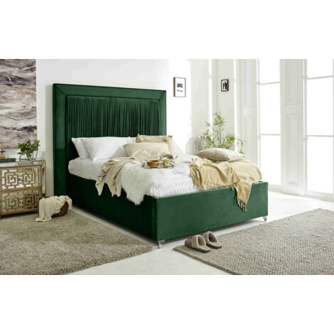 Alexandra Green Plush Velvet Super King Bed Frame