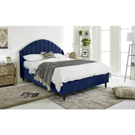 Elysium Blue Plush Velvet Small Double Bed Frame