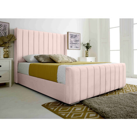 Majestique Pink Plush Velvet Small Double Bed Frame