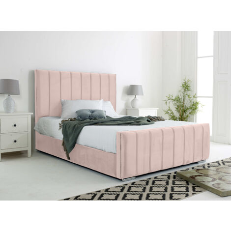 Coraline Pink Plush Velvet Small Double Bed Frame