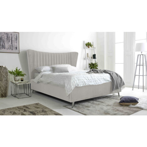 Tatum Silver Plush Velvet Single Bed Frame