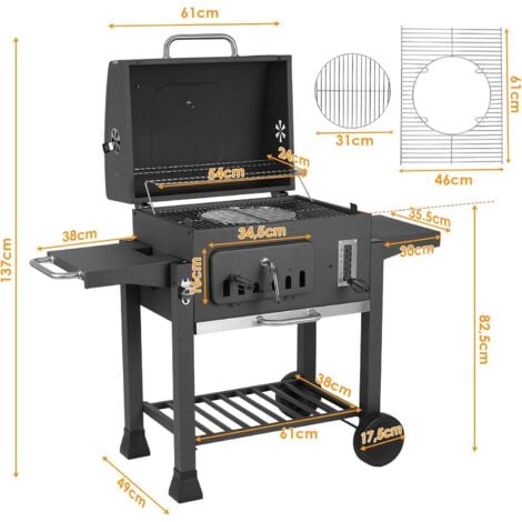 TLGREEN Grau Holzkohlegrills, Grillwagen XXL, kohlegrill groß ...