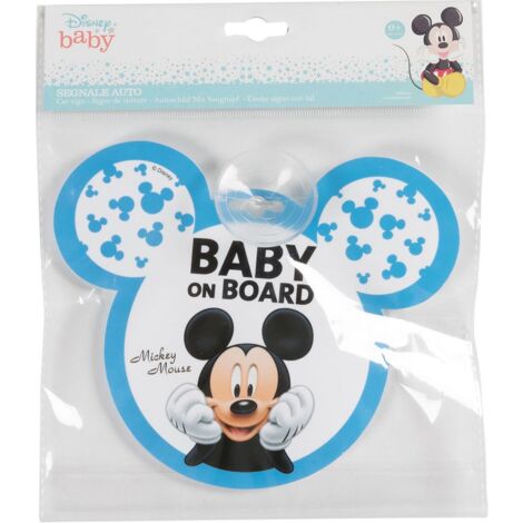 Cartello bimbo a bordo a ventosa con grafiche Disney Mickey Mouse.