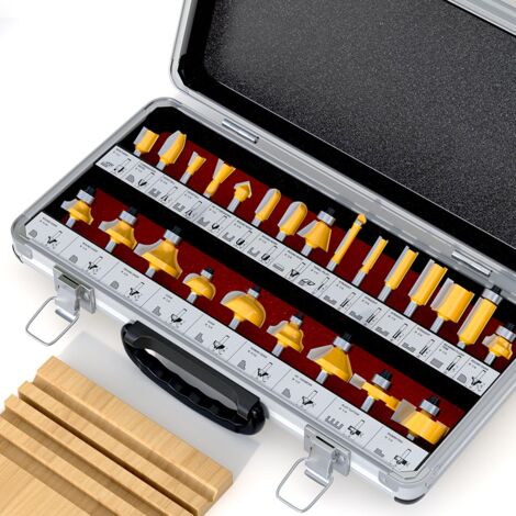 Gistuch 24Pcs Fraises à Defoncer Bois 6.35mm(1/4in), Coffret de 24 Fraises à Rainurer Bois en ...