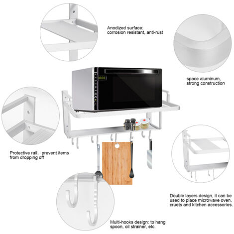 Gistuch Étagère murale pour micro-ondes - 2 couches - En aluminium ...