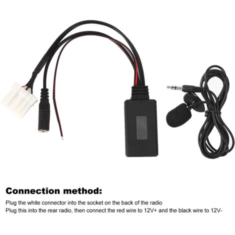 Terisass Adaptateur de câble Bluetooth AUX-in Microphone Bluetooth 5.0 ...