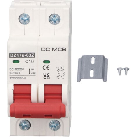 Disjoncteur miniature 2P à montage sur rail Din pour système solaire PV DC1000V 10A