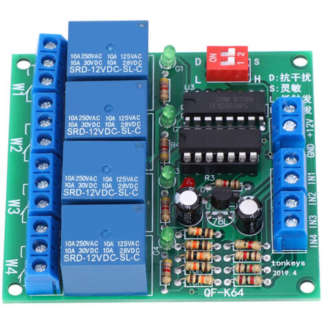 Module de relais K64-A-12V 4CH, Module de commutation à verrouillage ...