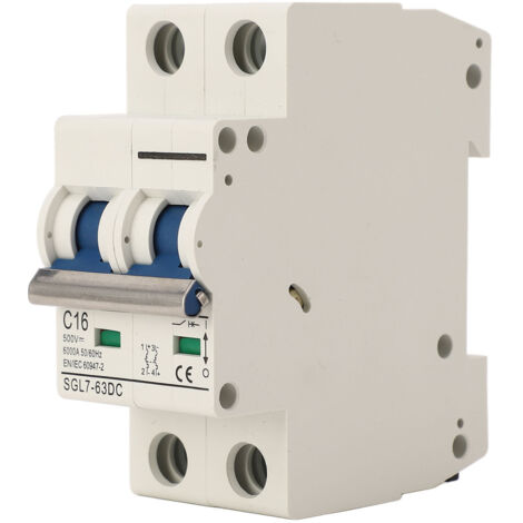 Disjoncteur DC 2P 16A Protection contre les surcharges Disjoncteur miniature à montage sur rail ...