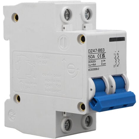 DC 500V 2P Mini Disjoncteur Montage sur Rail DIN Disjoncteur Basse Tension pour Système Solaire ...