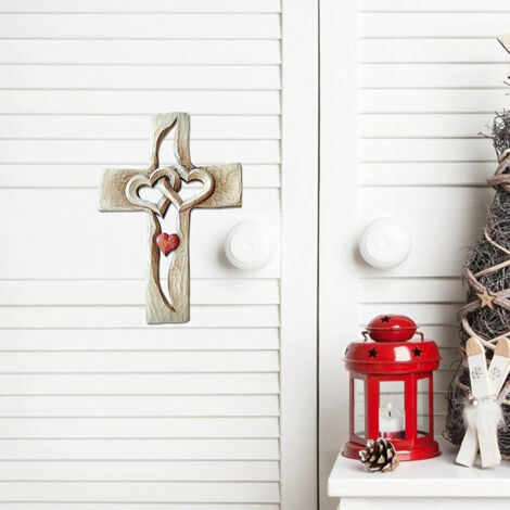 Croix en Bois Sculptée à la Main, Décoration D'amour pour Salon, Art ...