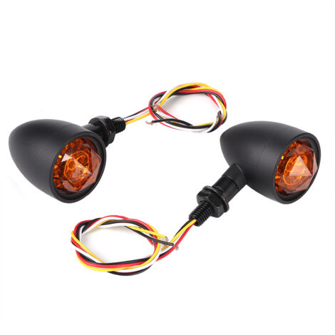 Paire de Clignotants LED Vintage Bullet pour Motos Honda Noir Mat 12V ...