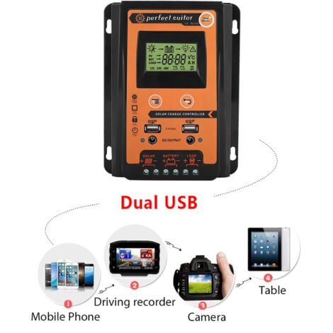 Contrleur de Charge solaire 12V/24V 30A PWM MPPT, Version courte, régulateur de batterie de ...