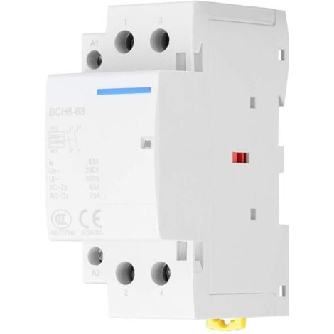 Contacteur AC, 2P 2NO 63A 24V 220V/230V 50/60Hz Contacteur AC domestique Montage sur rail DIN ...