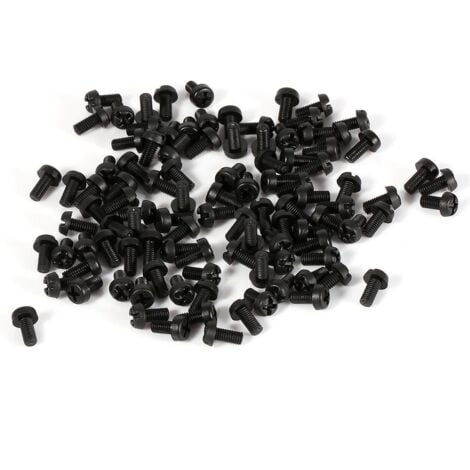 Nylon Boulons Vis , M3 Vis Ecrou Boulon Tête Ronde Cruciforme Cylindrique en Nylon 6mm (Noir)