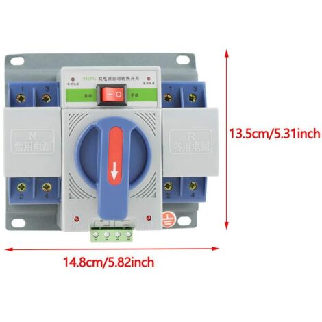 Commutateur de Transfert de 220v 63A 2P Mini Double Disjoncteur Automatique de Puissance ...