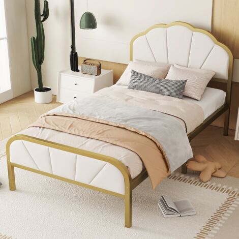 Lit simple 90x200 cm, avec tête de lit en forme de nuage, sommier à ...