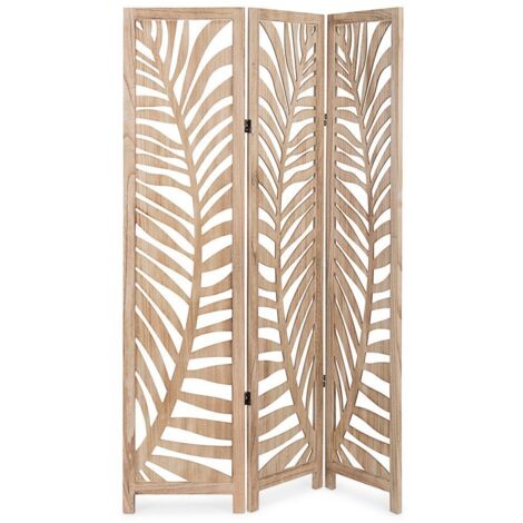 Paravento 3 ante in legno 120X170 - LEILA - Colore: Marrone