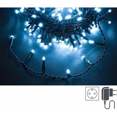 Luci Natale 300 LED Bianco, Filo Verde 5mm, IP44 (12 Pezzi)