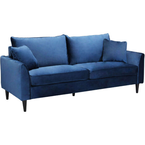 Divano tre posti in Velluto cm 196x83x89 - RAMON - Colore: Blu