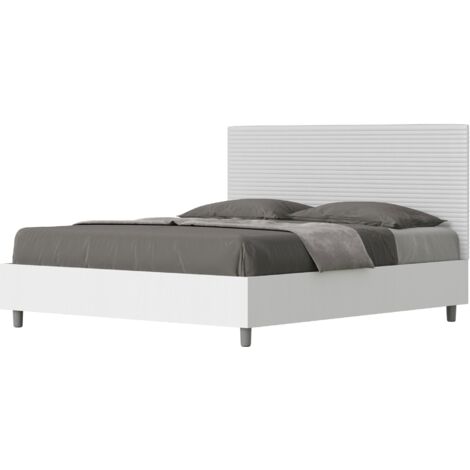 Letto Matrimoniale rivestito in Similpelle - LEVEL - Colore: Bianco ...