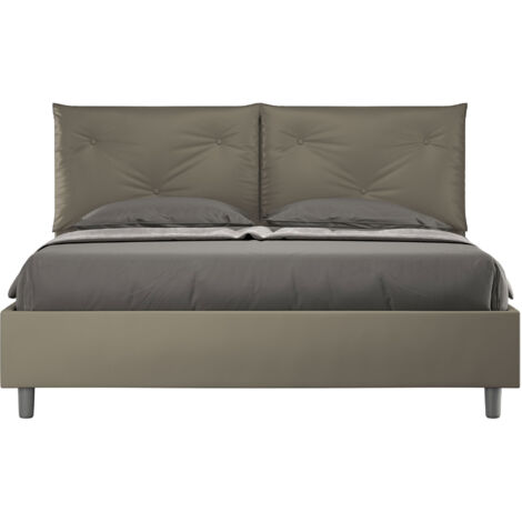 Letto Matrimoniale rivestito in Similpelle - APPIA - Colore: Cappuccino ...