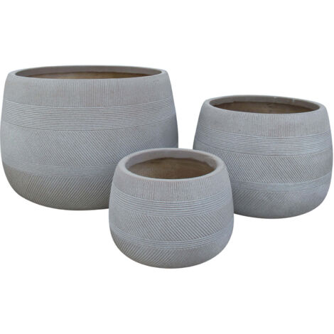 Set di 3 vasi in Fibra sintetica cm 55x55x37 - BENJY - Colore: Taupe