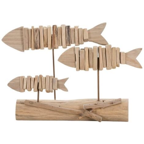Scultura pesci nature cm 37X10X24 - TRIS FISH