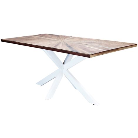 Tavolo da pranzo in legno di acacia 180x90 cm - RILEY - Colore: Bianco