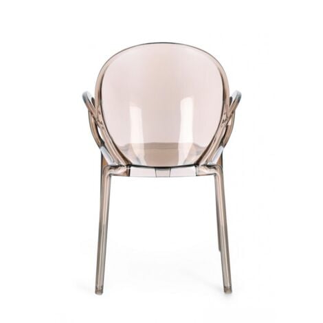 Sedia trasparente in policarbonato (4 pezzi) - OLIVIA - Colore: Marrone