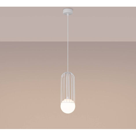Suspension luminaire boule blanche Sollux Brina plafonnier salon ...
